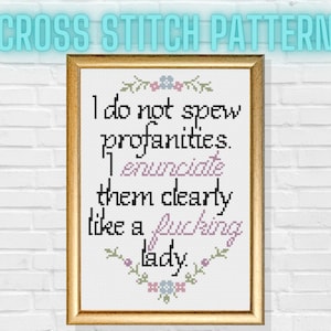 I Do Not Spew Profanities Cross Stitch Pattern - Etsy