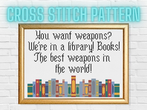 Books the Best Weapons in the World PDF Cross Stitch Pattern - Etsy