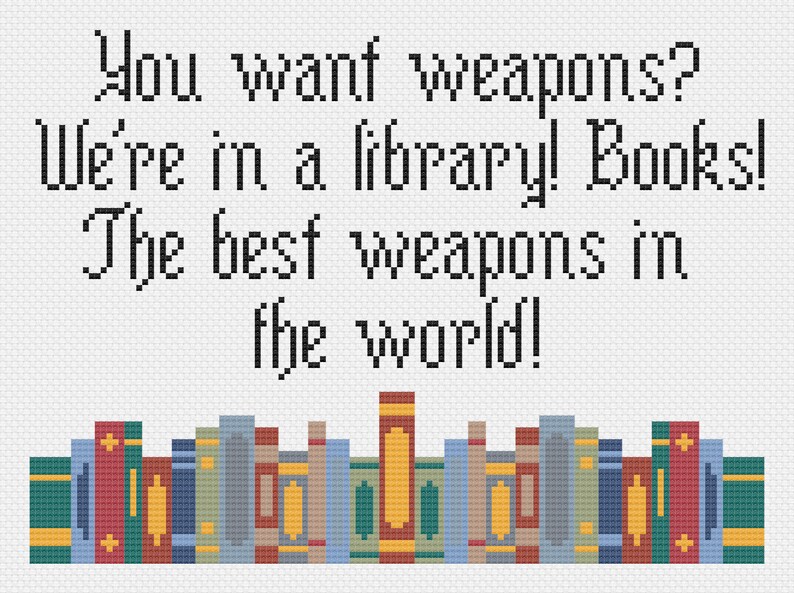 Books the Best Weapons in the World PDF Cross Stitch Pattern | Etsy