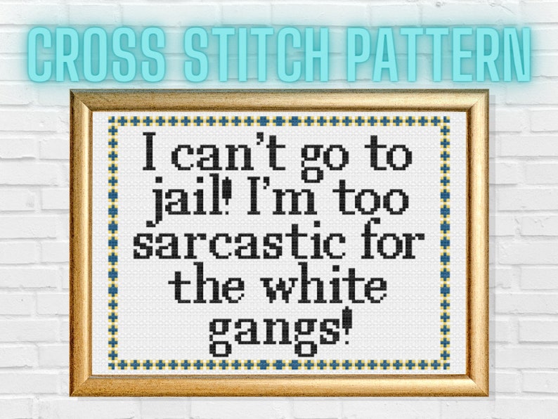 I Can't Go to Jail PDF Cross Stitch Pattern - Etsy