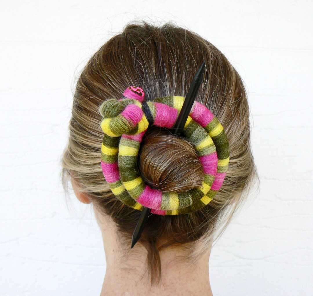 Stick Slide Fork, Bright Shawl Brooch, Ponytail Holder, Geometric Hair ...