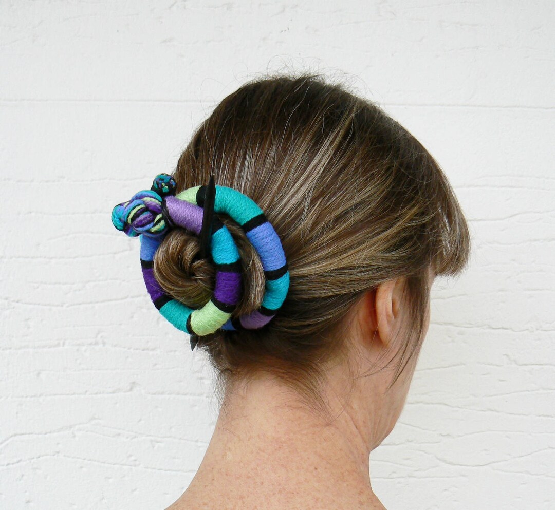 Round Hair Slider: Flexible Bun Wrap, Textile Stick Clip - Etsy