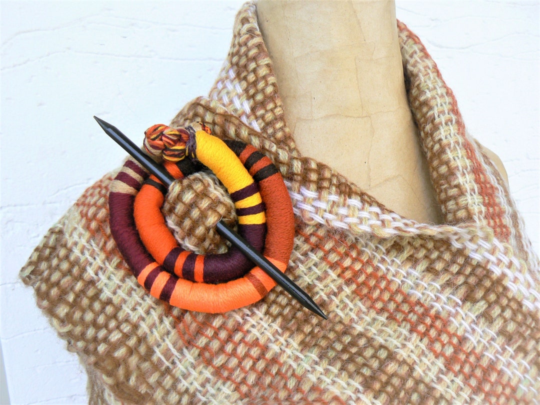 Bright Shawl Brooch: Geometric Hair Barrette, Ponytail Holder - Etsy
