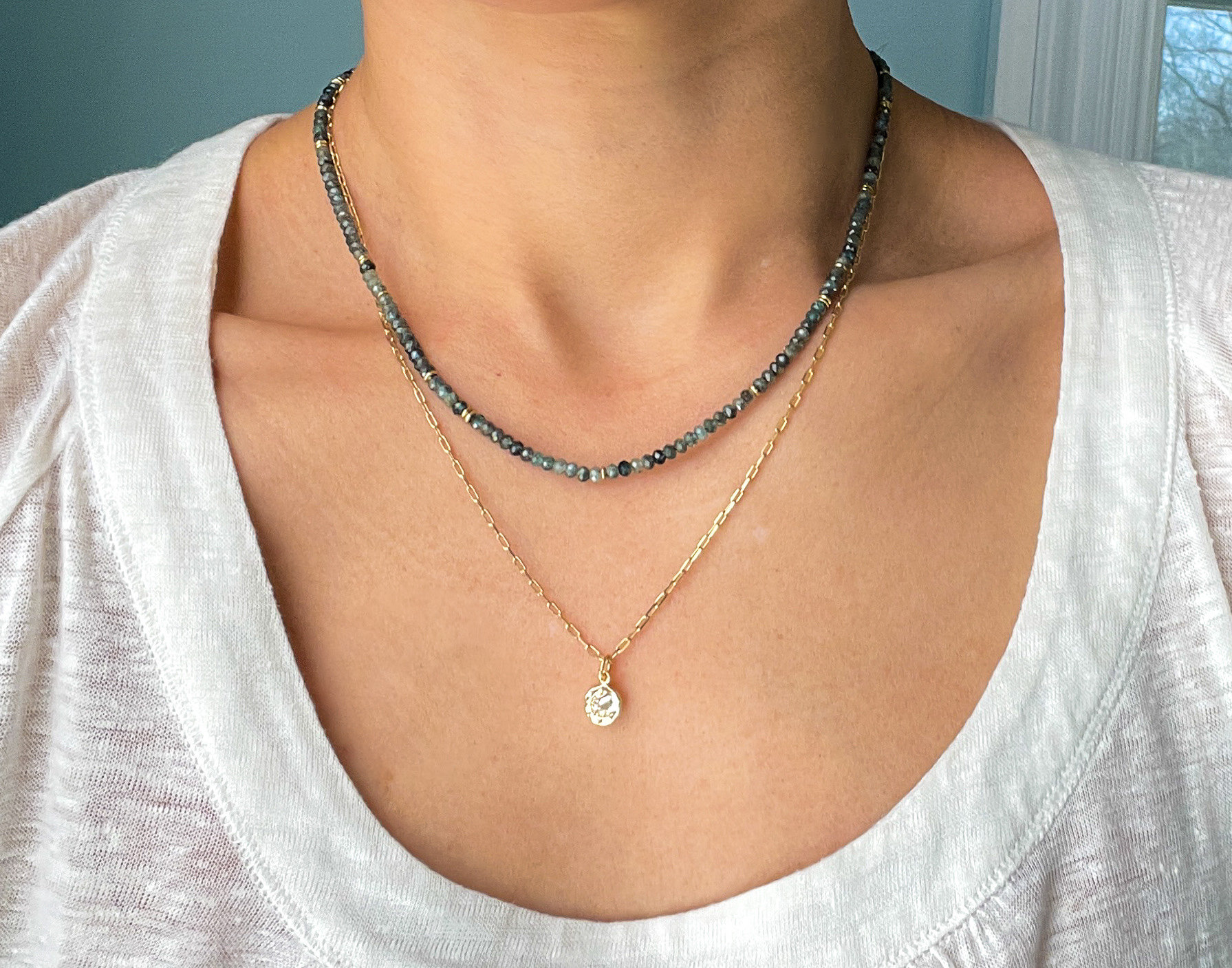 Tiny Gemstone Bead Necklace, Mini Gemstone Necklace, 14k Gold Filled ...