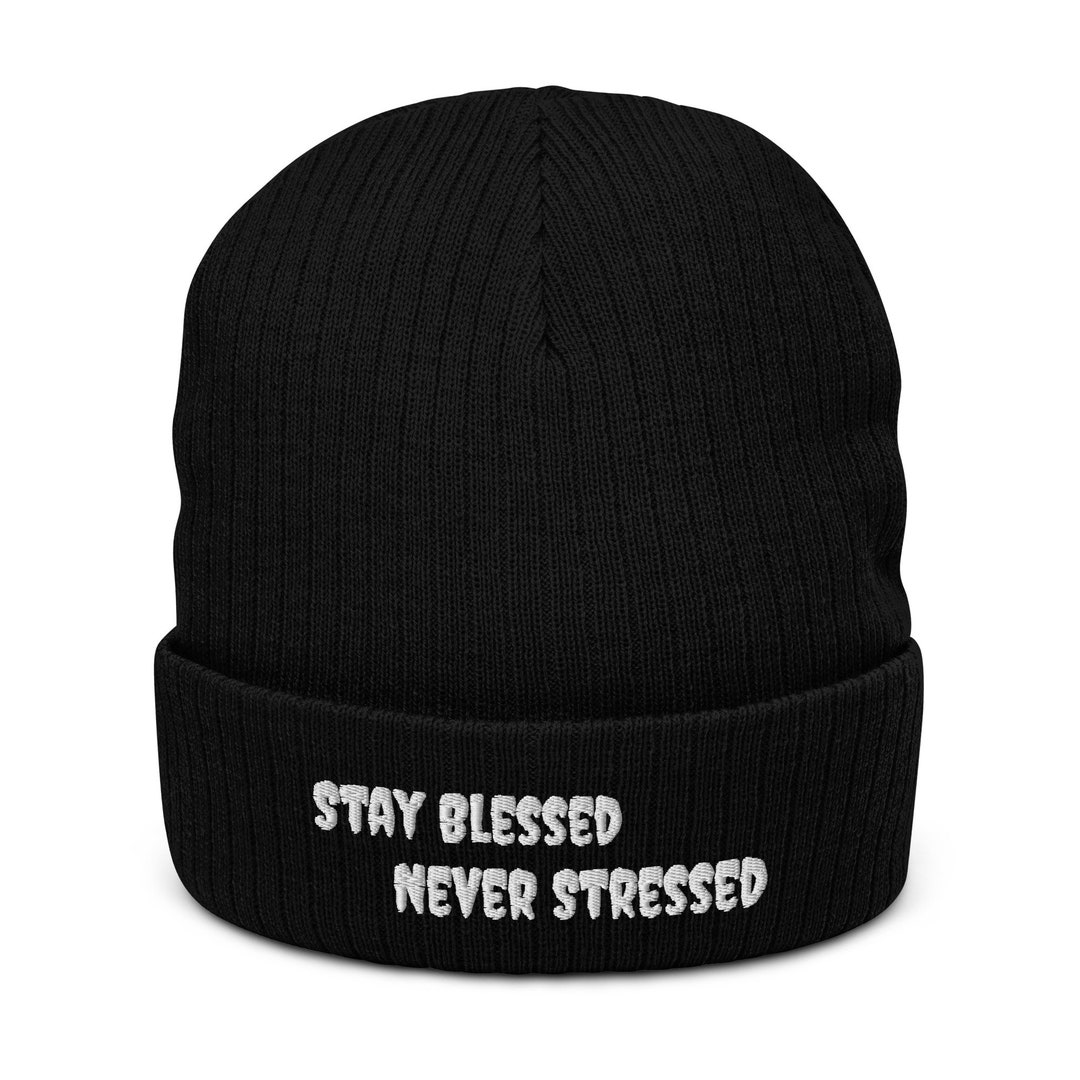 Stay Blessed, Never Stressed Ribbed Knit Beanie - Etsy