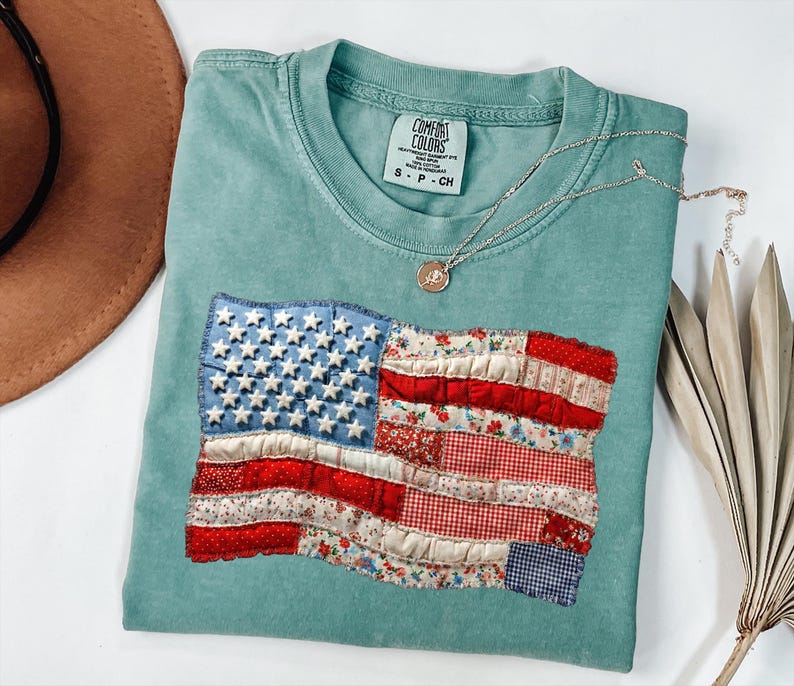 Faux Patchwork USA Comfort Colors: 4th of July T-shirt, Retro American ...