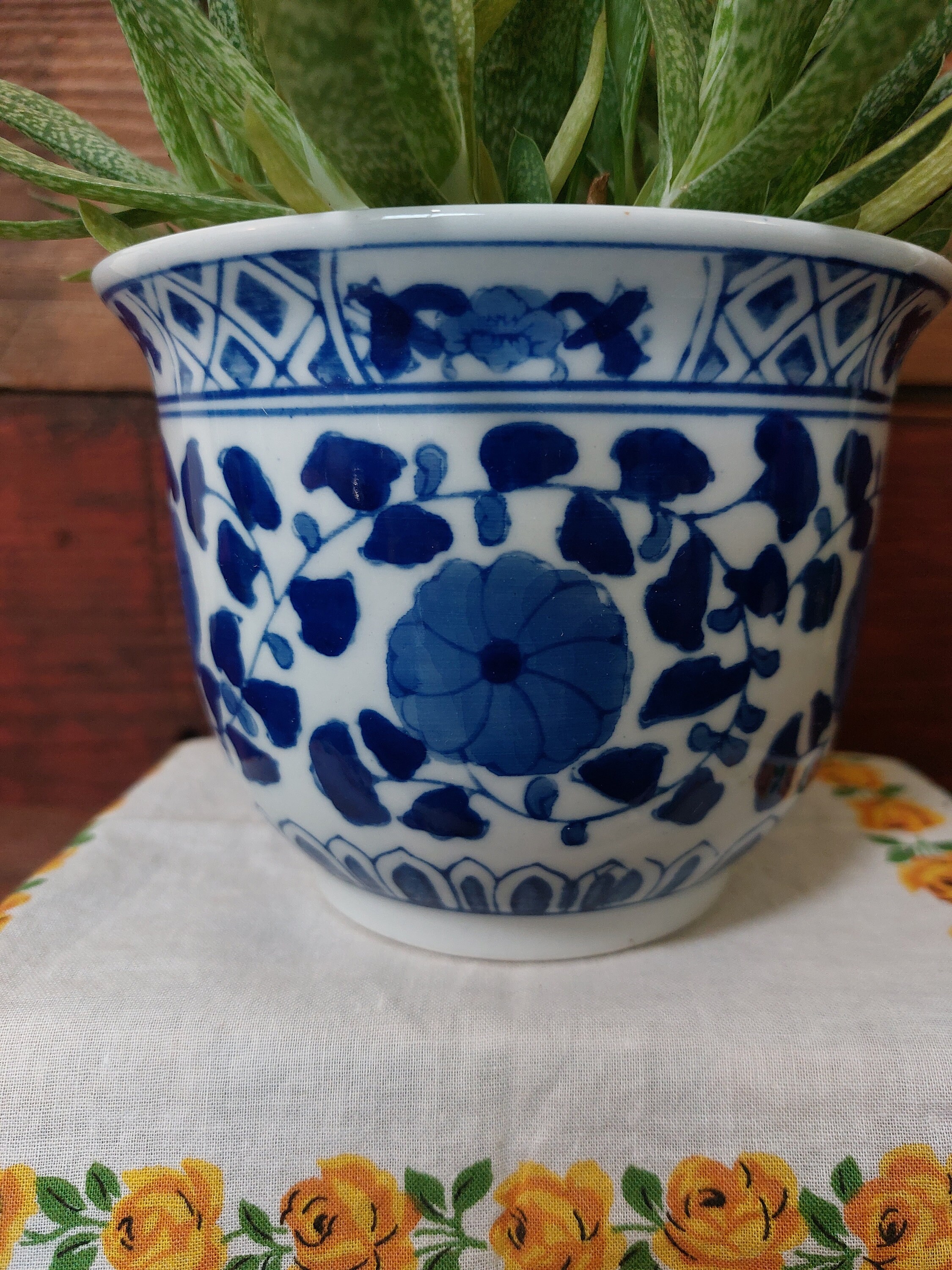 Vintage Chinoiserie Blue & White Planter Pot Asian Floral - Etsy