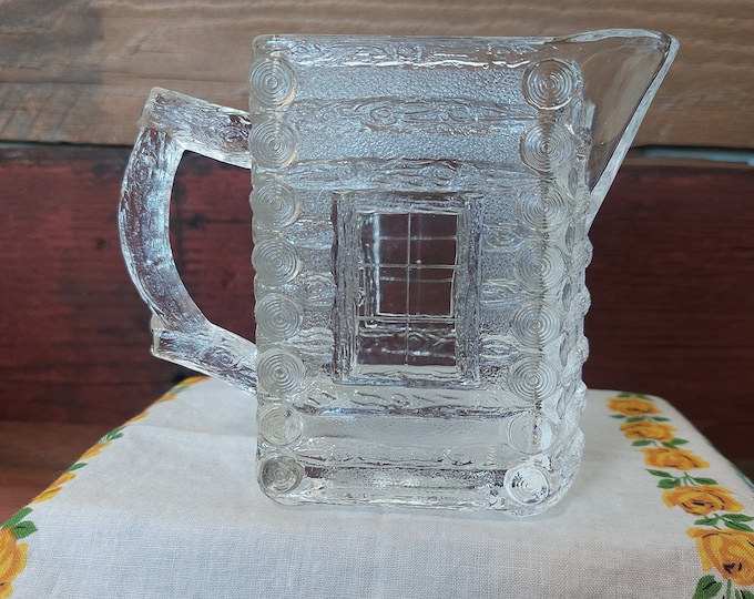 Antique 1875 Central Glass Works Log Cabin Pitcher, Syrup Pitcher ...