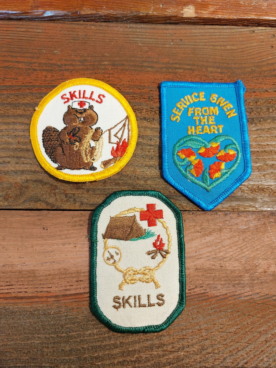 Vintage Girl Scout Skills Patches, Service Given From the Heart ...