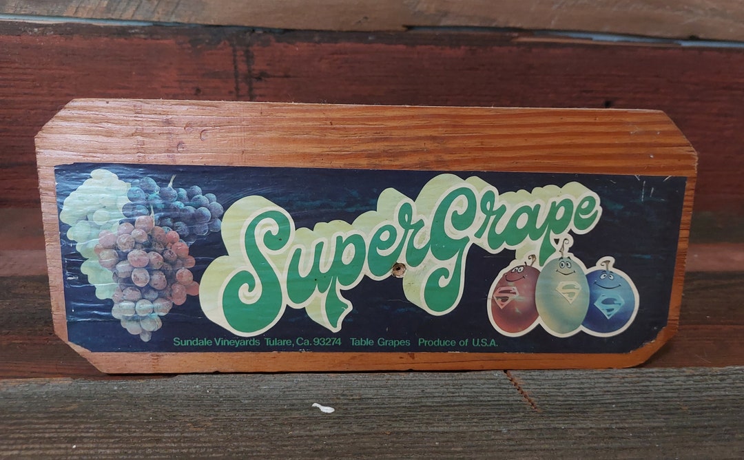 Vintage Table Grapes Fruit Crate Label, Super Grapes, Produce of USA ...