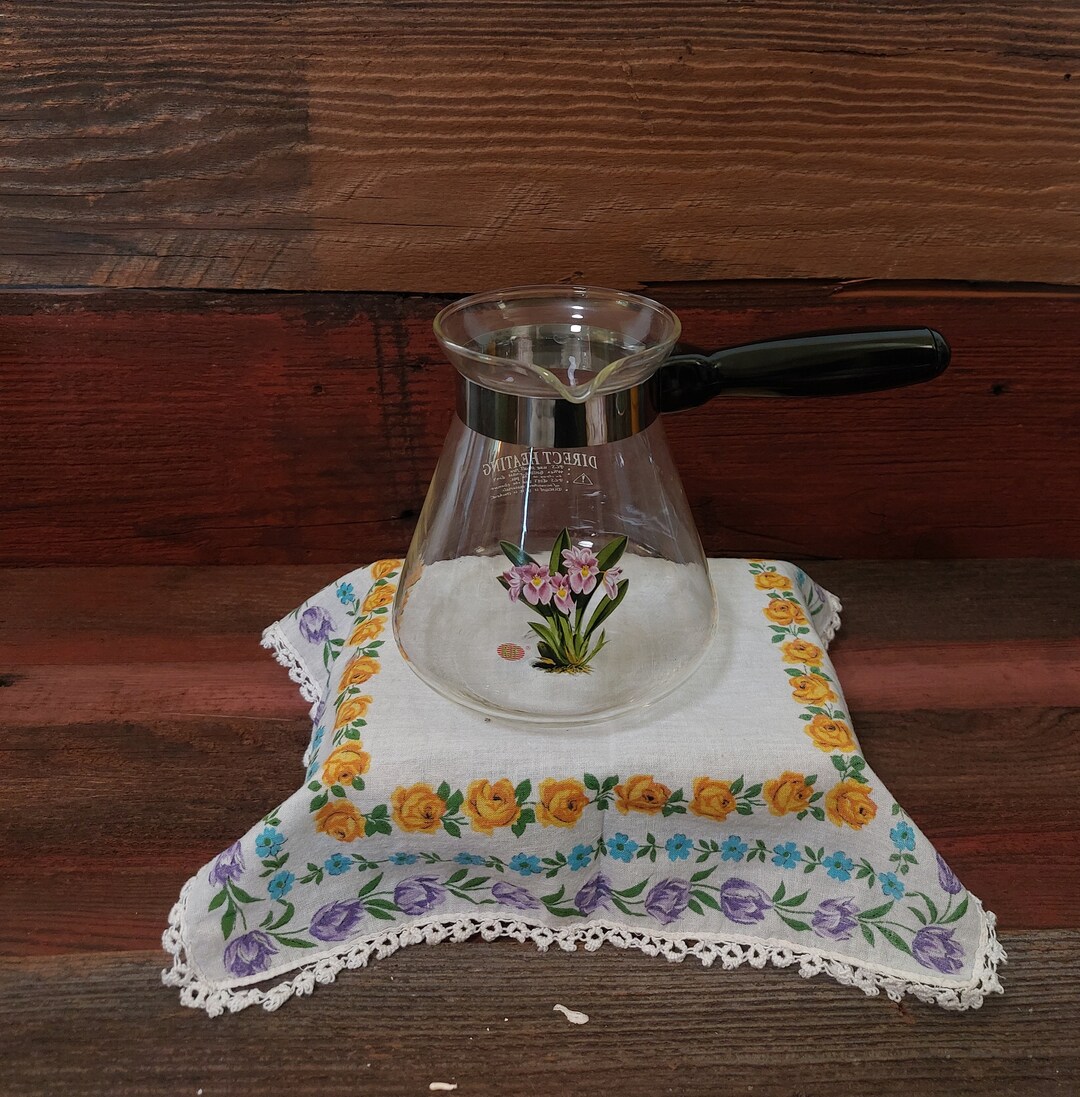 Vintage Direct Heat KJF Glass Coffee Pot With Flowers - Etsy