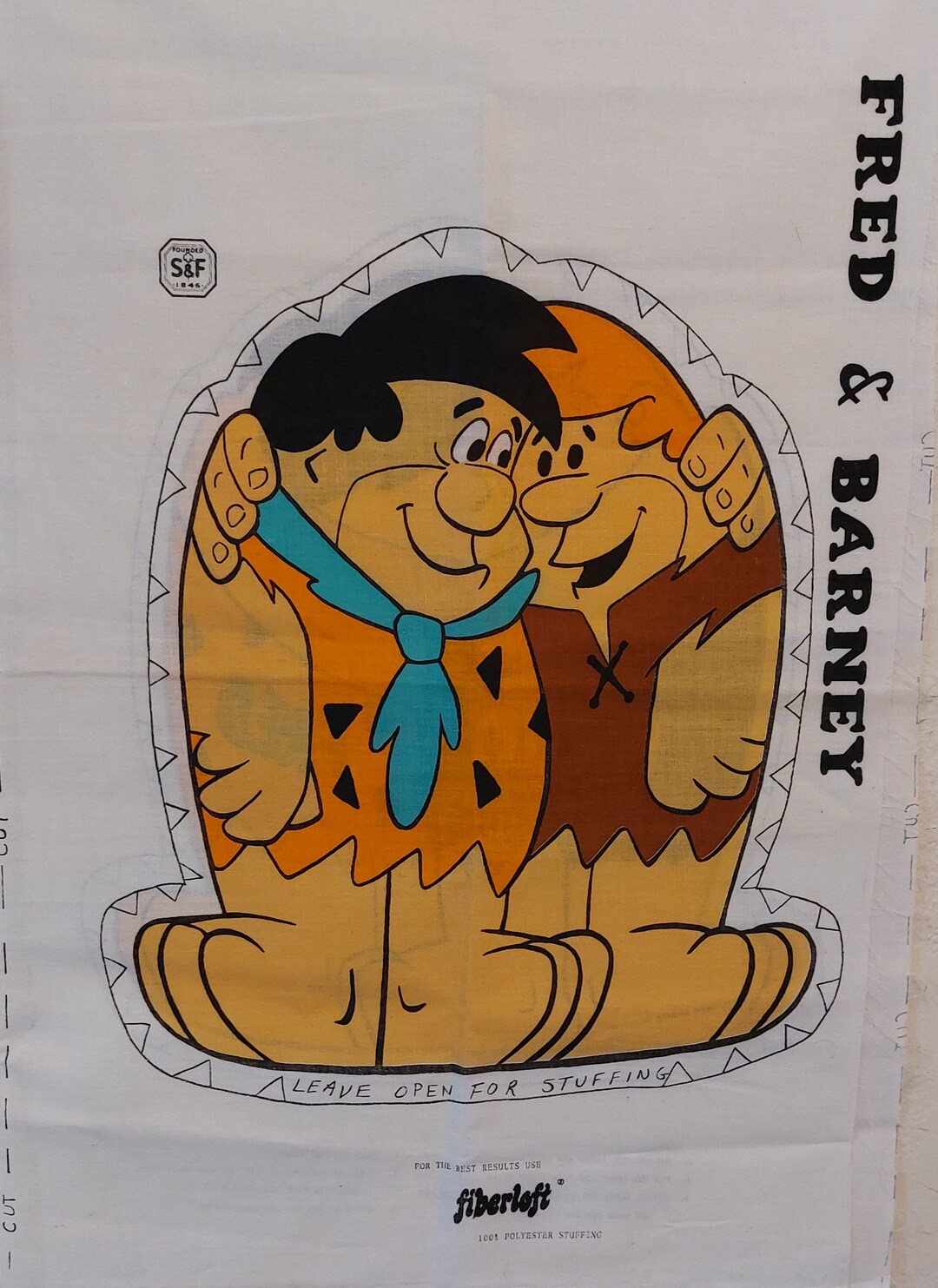 Vintage 1977 Flintstone, Fred and Barney, Fabric Panel Pillow ...