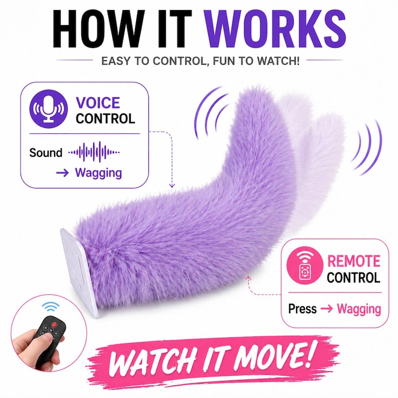 Fluffy Wagging Car Tail Decoration, Voice and Remote Control Exterior ...