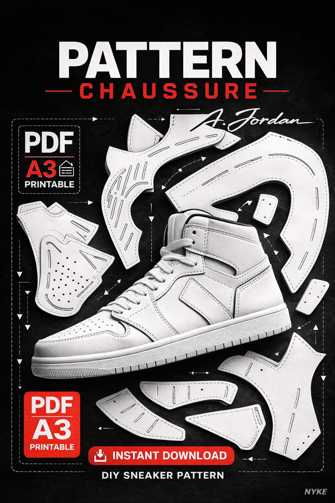 Iconic Sneaker Pattern , Diy Shoe Sewing Pattern PDF, Downloadable ...