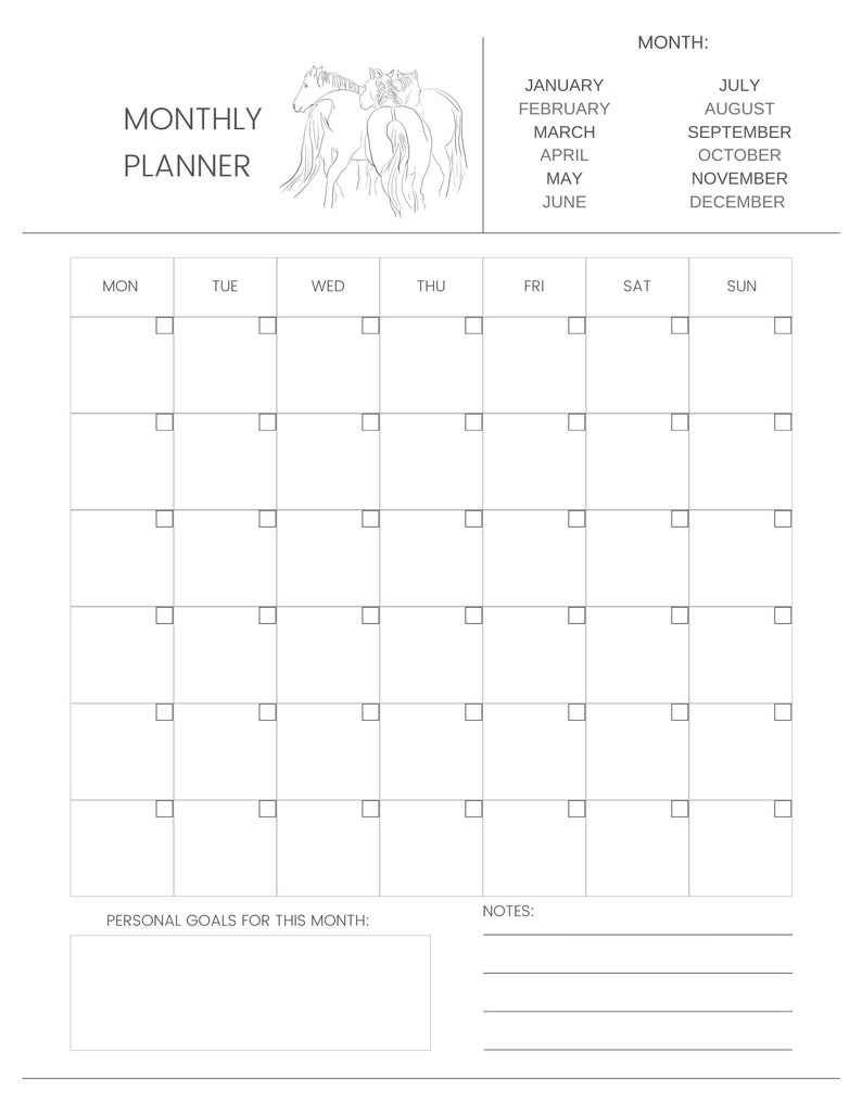 Horse Planner - Etsy