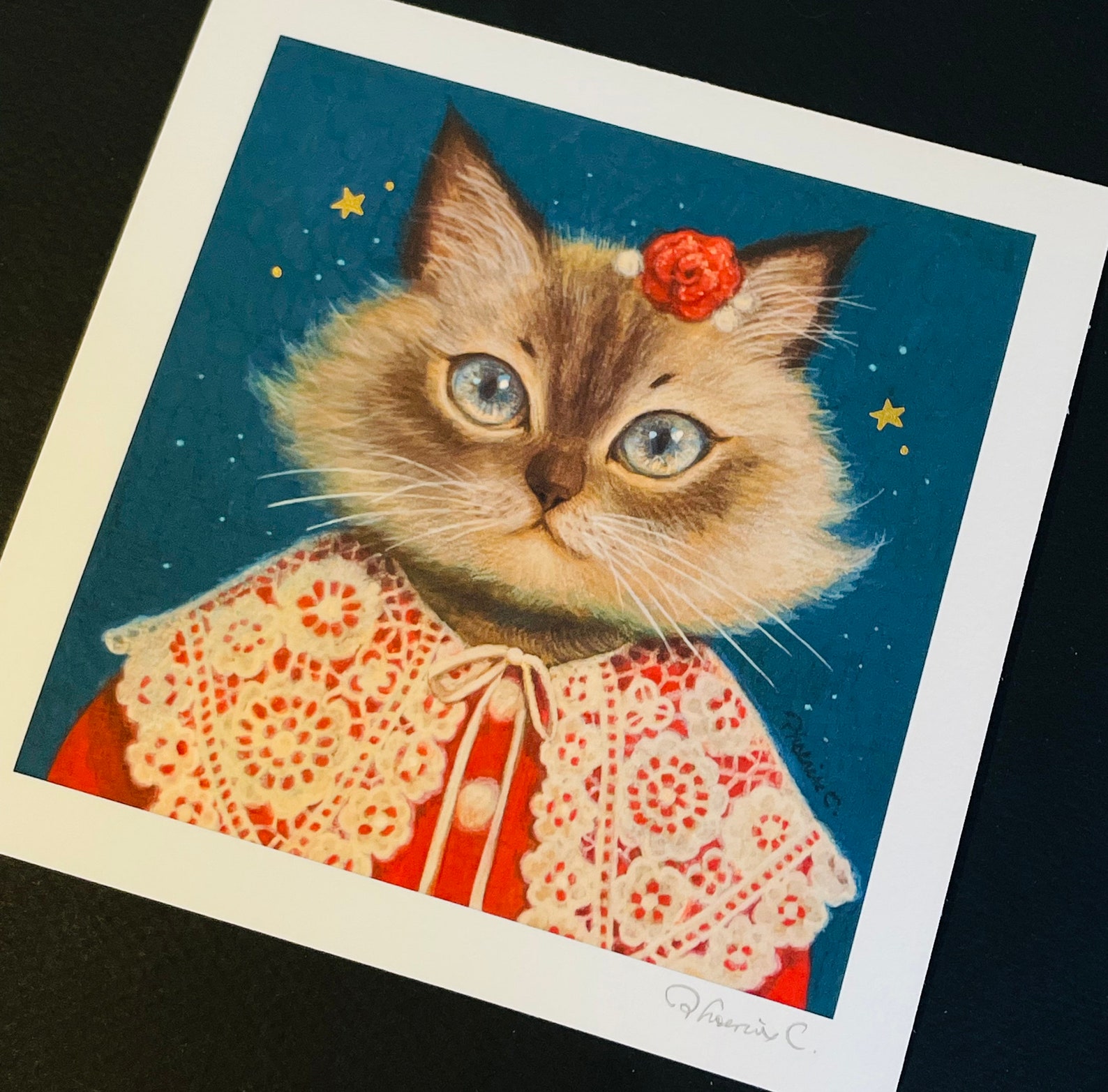 Fancy 9 Hand Embellished Fine Art Print by Phoenix Chan - Etsy