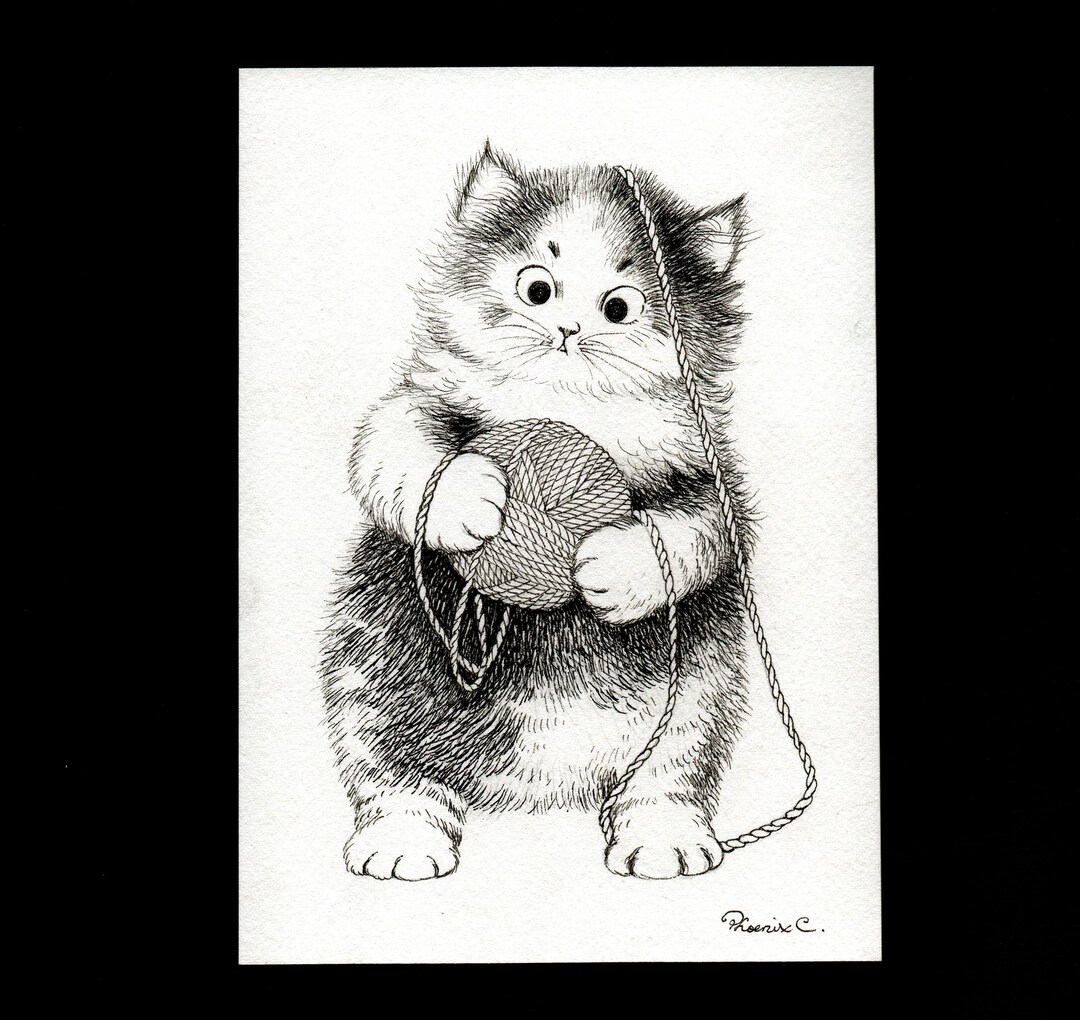 Cattitude #51- Original Ink Drawing by Phoenix Chan - Etsy
