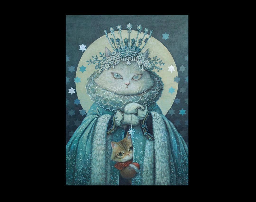 The Snow Queen- Cat Illustration Postcard - Etsy