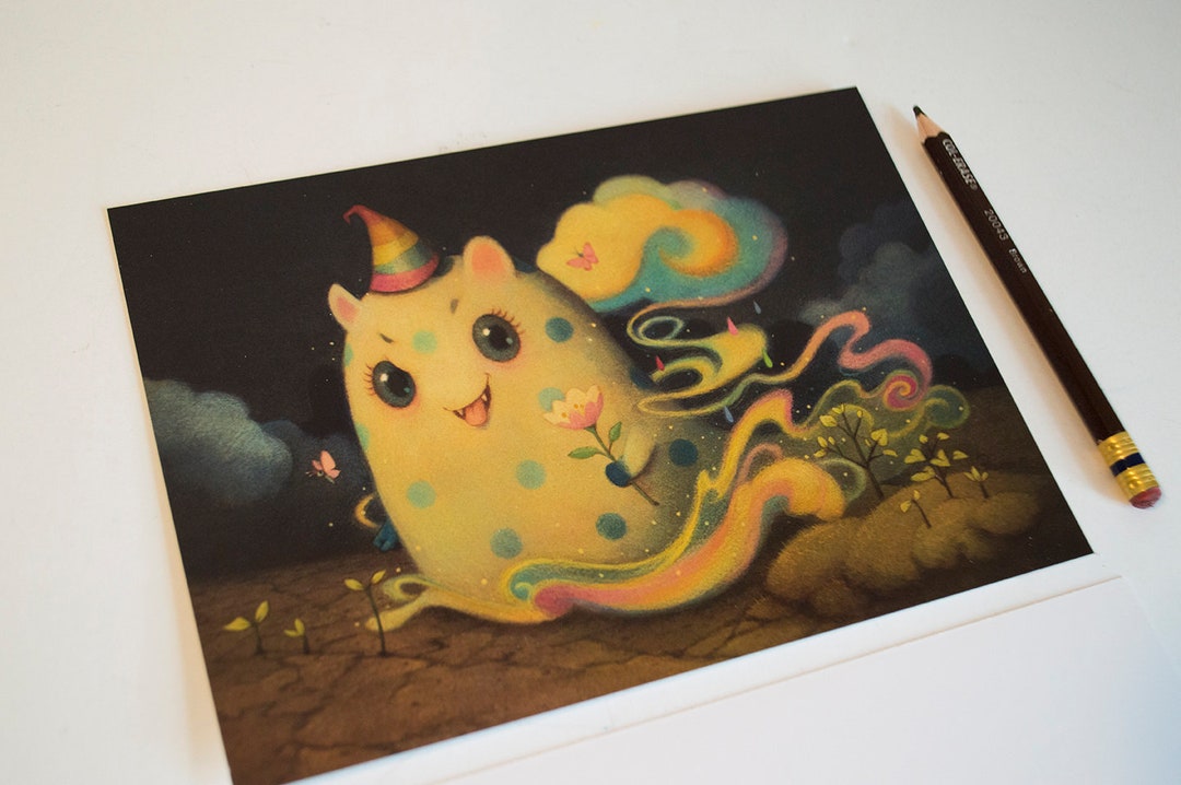 Carte postale Monstre arc-en-ciel 5 x 7 - Etsy France