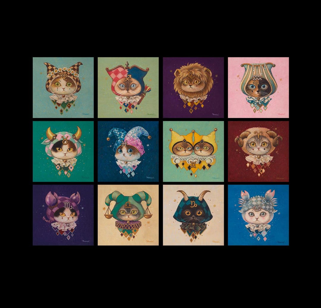 Jester Cat X Horoscope Postcard Set - Etsy
