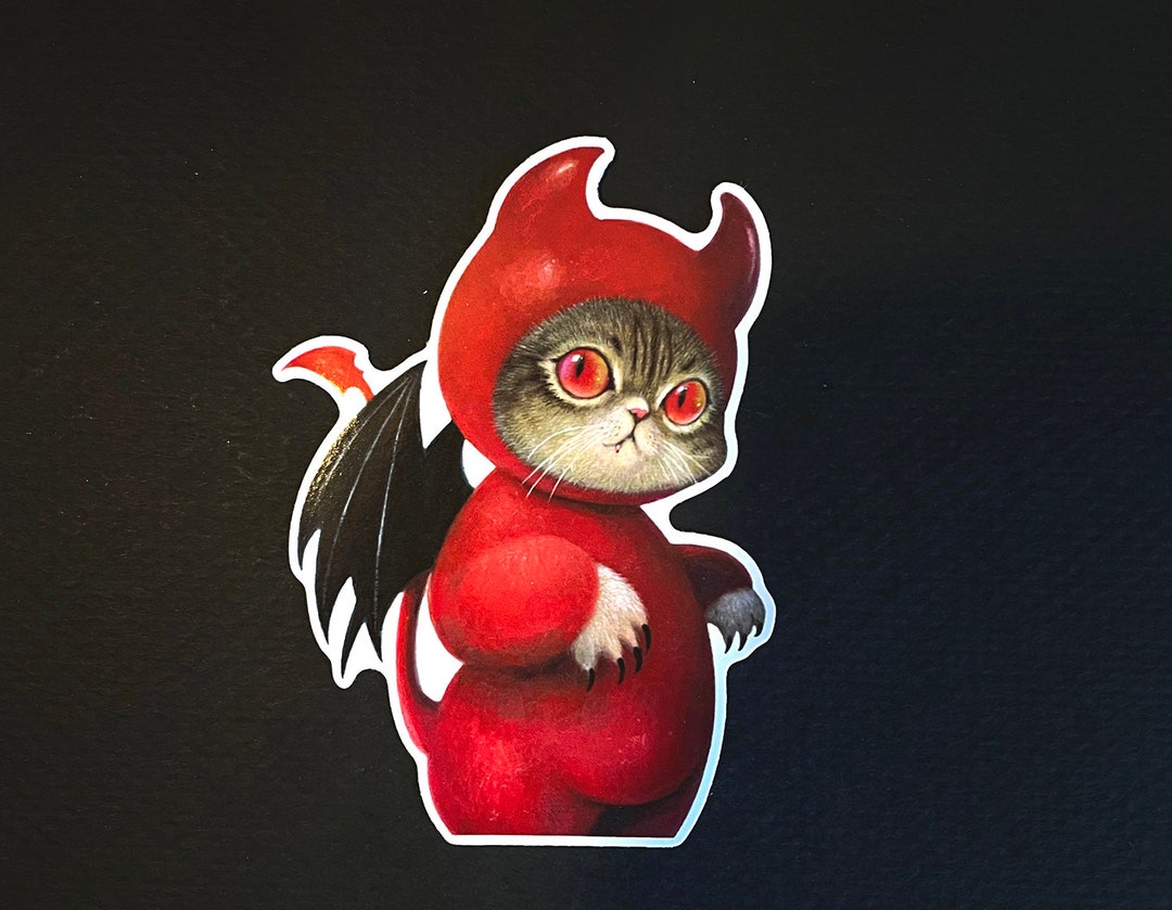 Vermilion Little Cat Devil Sticker - Etsy