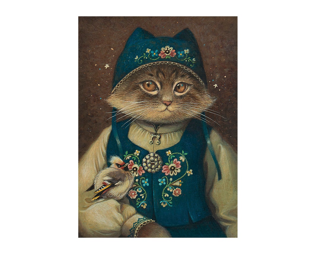 Juni- Cat Illustration 5" X 7" Postcard - Etsy