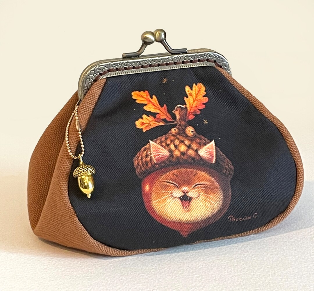 Cat X Acorn I Kiss Lock Coin Pouch - Etsy
