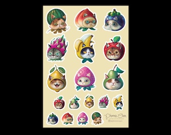 Fruit Cat Sticker - Etsy