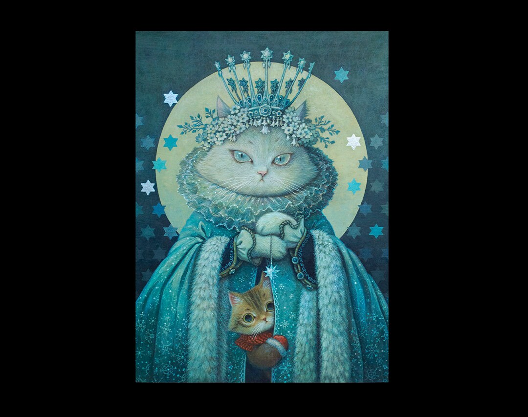 The Snow Queen Cat Illustration Postcard - Etsy
