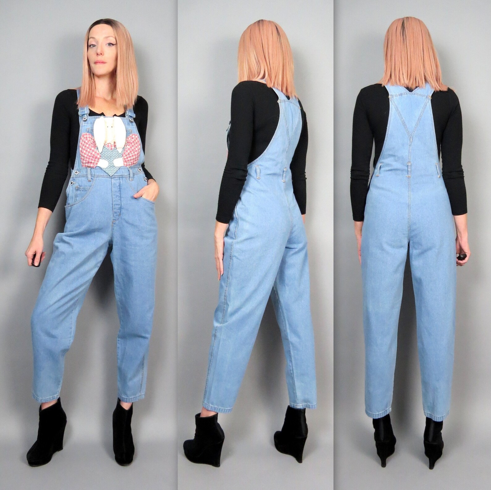 Vintage 80s Bunny Overalls Denim Blue Jean Bib Overall Jeans 1980s ...