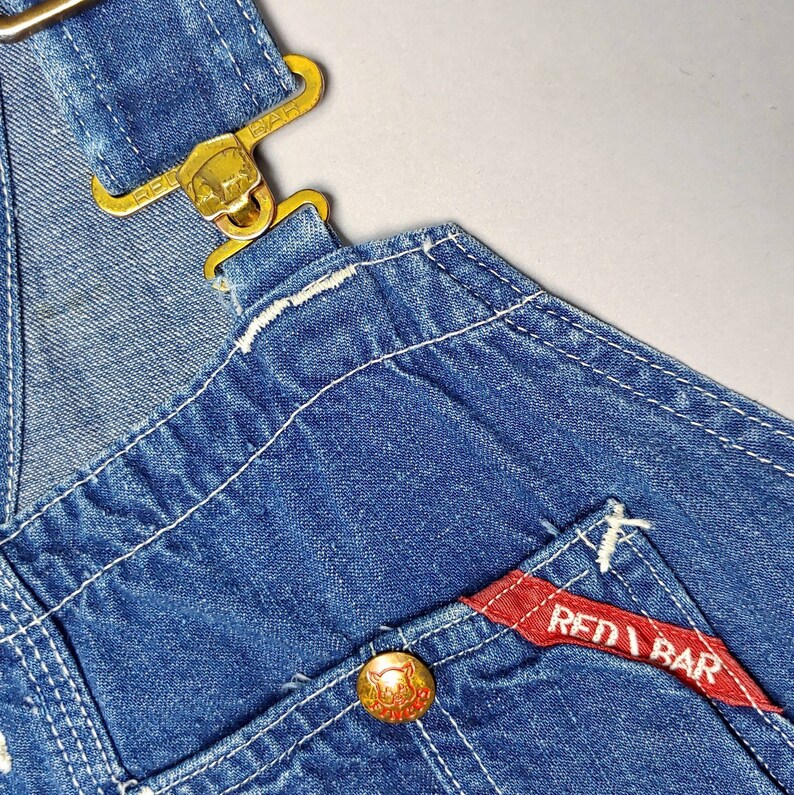 Vintage FINCK'S Overalls Pig Buckle Red Bar Denim Workwear Sanforized ...