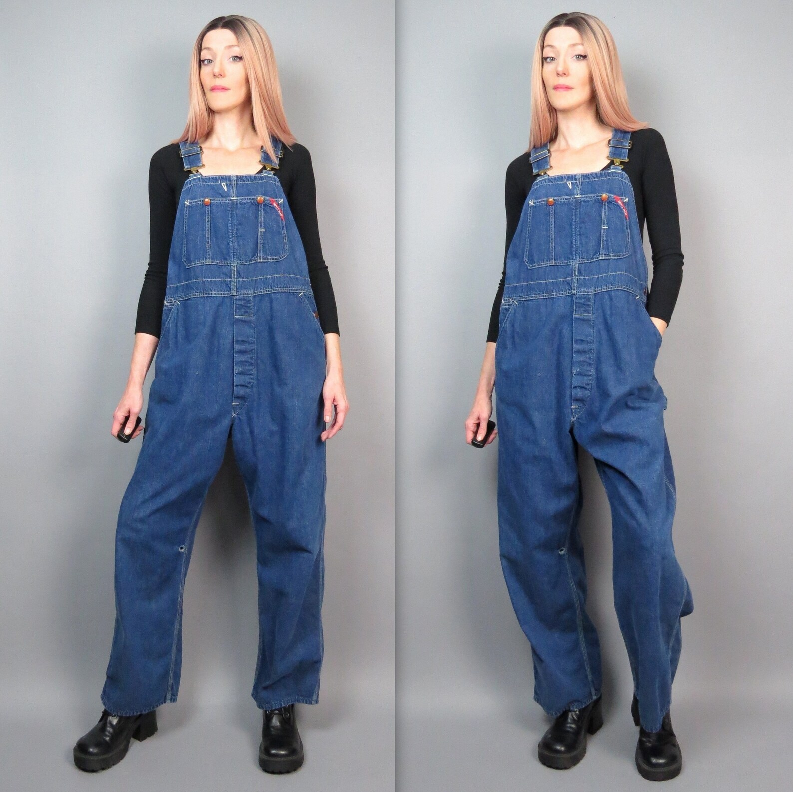 Vintage FINCK'S Overalls Pig Buckle Red Bar Denim Workwear Sanforized ...