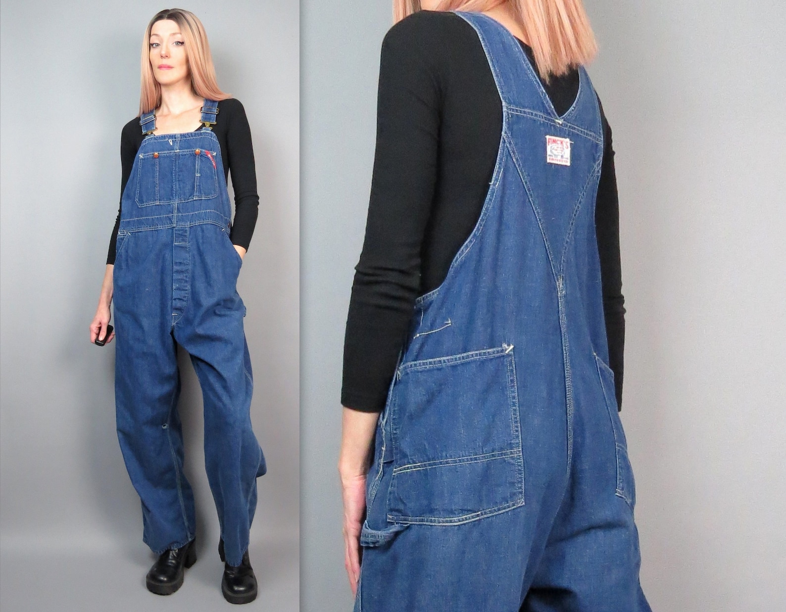 Vintage FINCK'S Overalls Pig Buckle Red Bar Denim Workwear - Etsy