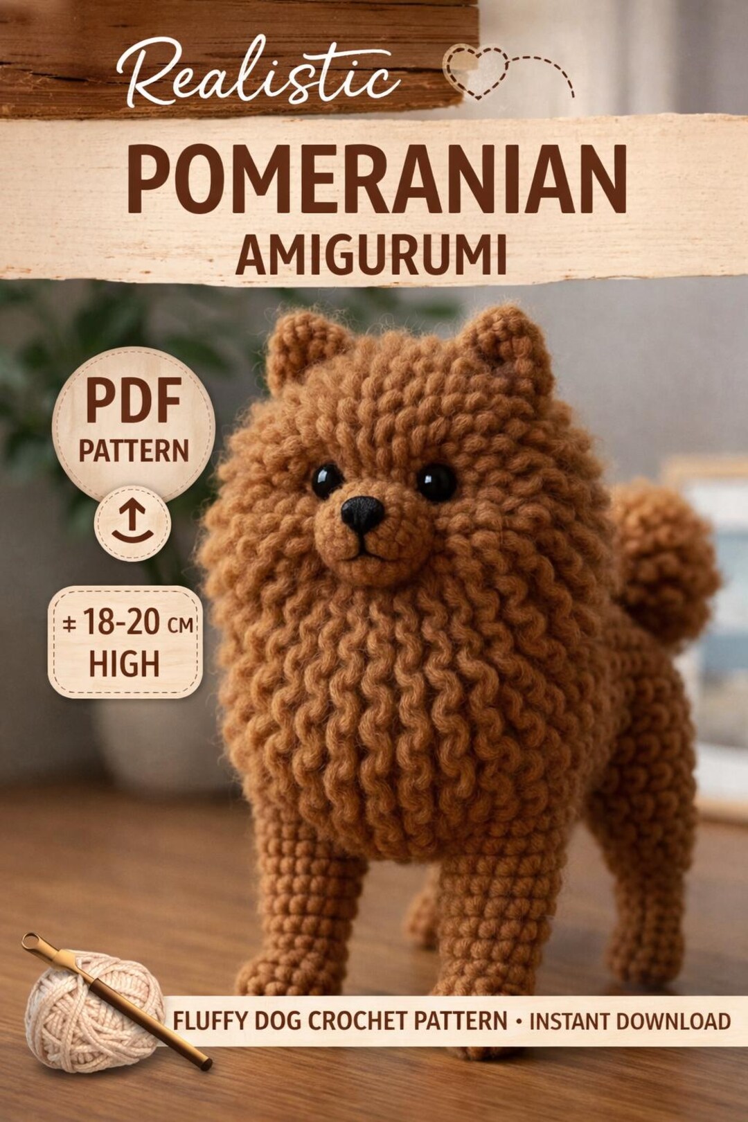 Realistic Pomeranian Dog Amigurumi Crochet Pattern PDF – Fluffy ...