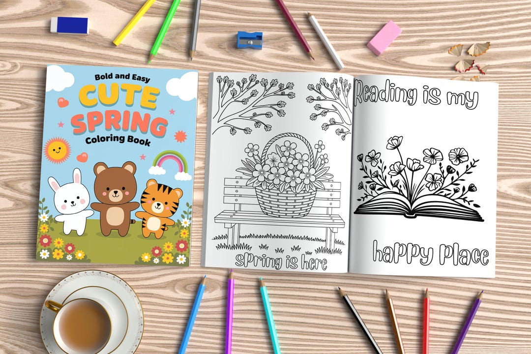 Spring Coloring Pages | Flowers, Butterflies, Birds (digital Download ...