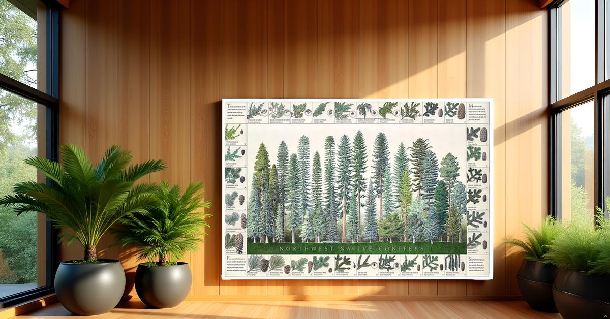Northwest Conifers Tree Poster Identification Chart. Forest Tree Wall ...