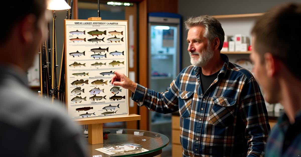 Great Lakes Fish Identification Poster, Fishermen Guide and Educational ...