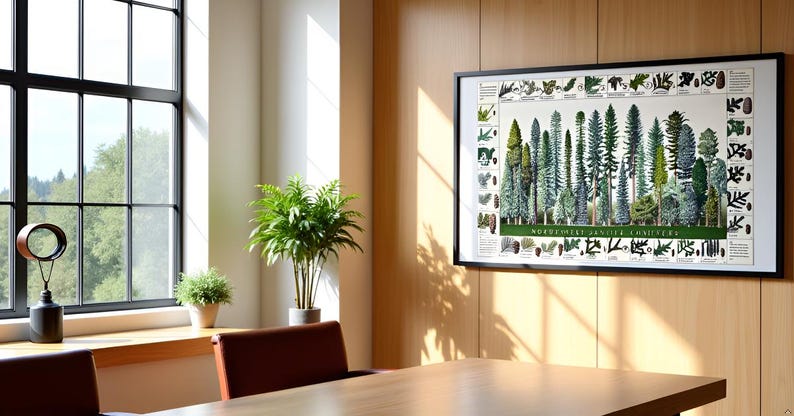 Northwest Conifers Tree Poster Identification Chart. Forest Tree Wall ...