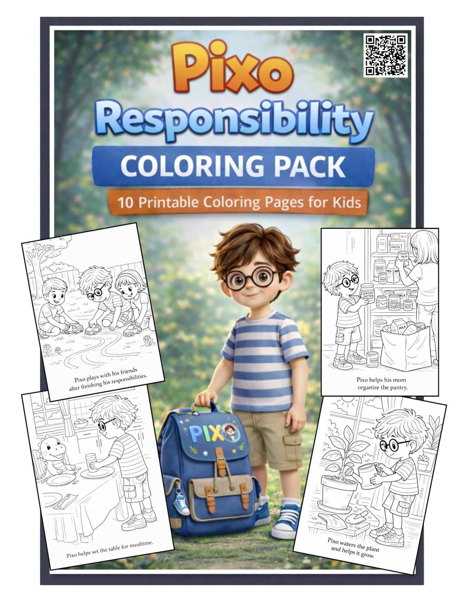 PIXO Responsibility Coloring Pages | Kids Chores Learning Activity ...