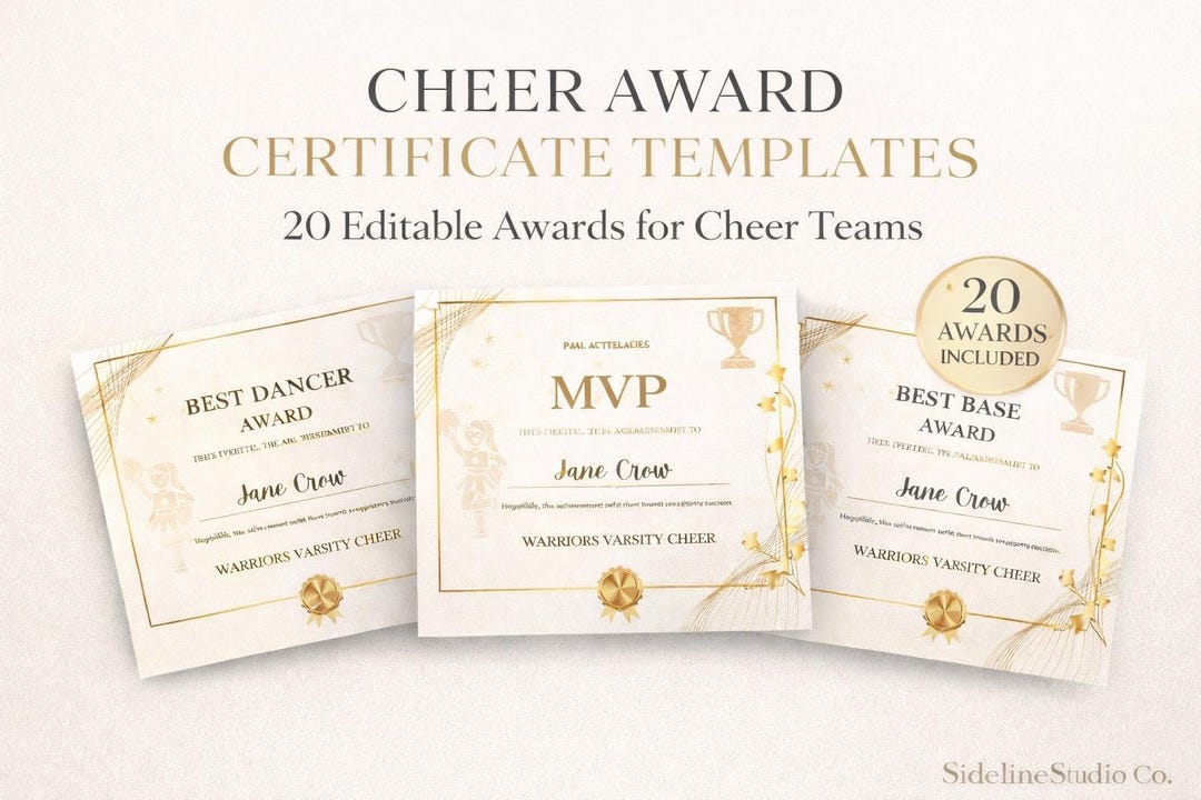 Cheer Award Certificates, 20 Editable Team Awards (digital Download) - Etsy
