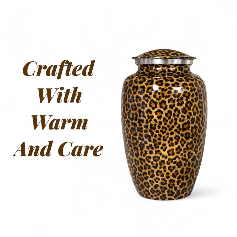 Leopard Print Cremation Urn Set – Adult Urn With Mini Keepsake Urns for ...