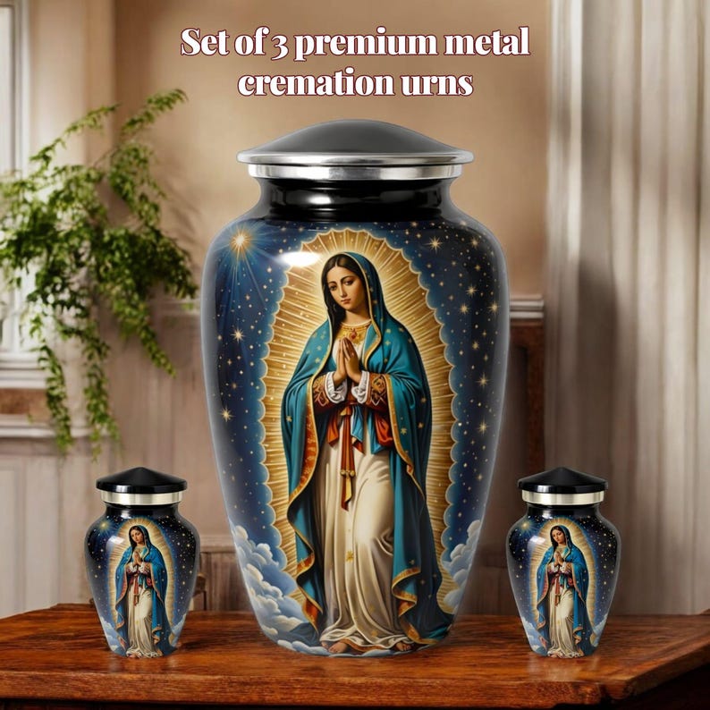 Religious Cremation Urn Set – Virgin Mary Memorial Keepsake Urns - Etsy