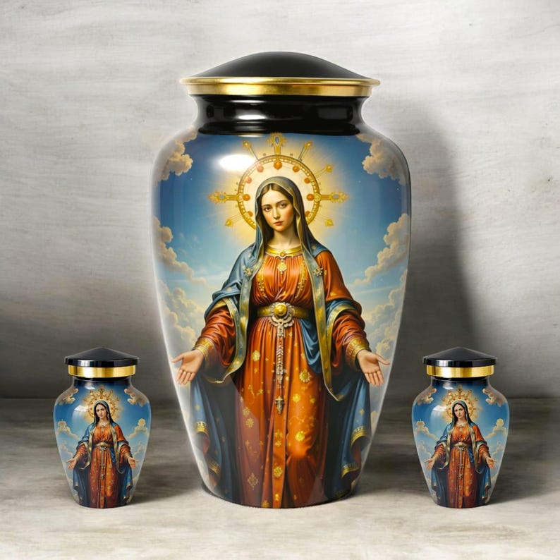 Religious Cremation Urn Set – Virgin Mary Memorial Keepsake Urns - Etsy