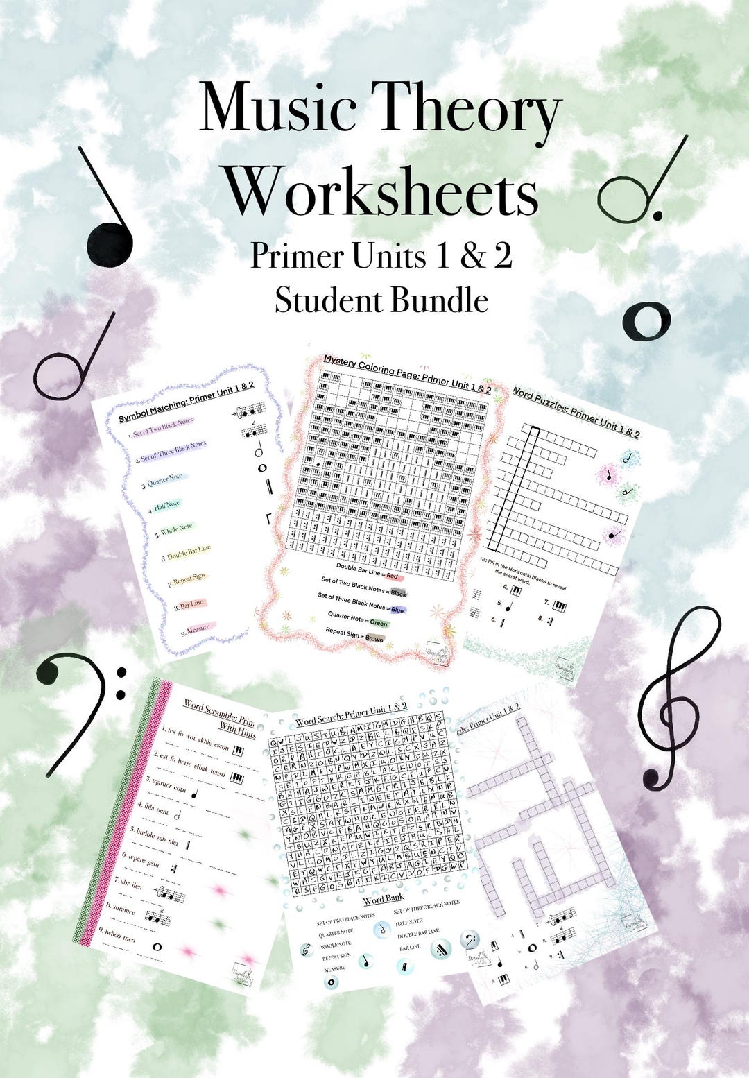 Music Theory Worksheets: Primer Units 1 and 2 (student Bundle) - Etsy ...