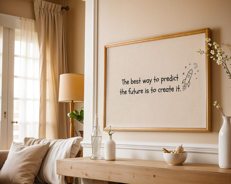 Predict the Future Print, Motivational Office Wall Art, Rocket Ship ...