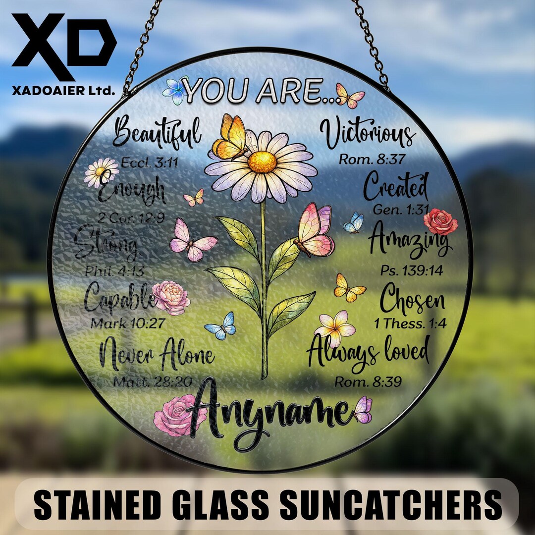 Custom Birth Month Flowers Name Stained Glass Suncatcher Personalized ...