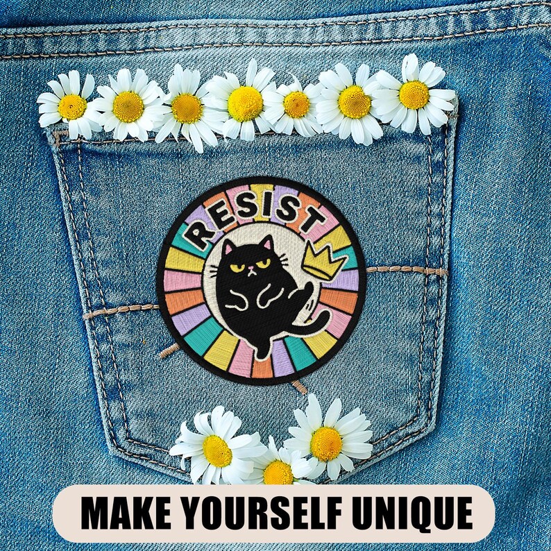 Resist Black Cat Patch Funny Meme Political Activist Human Rights Humor ...