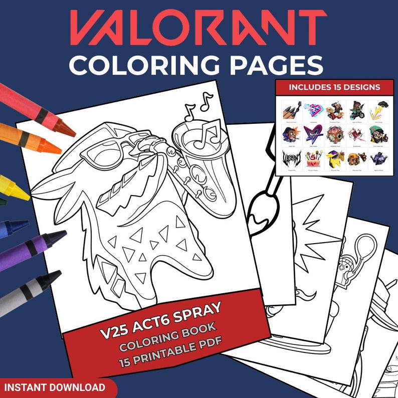 VALORANT Coloring Pages | V25 Act 6 Spray Coloring Book | 14 Printable ...