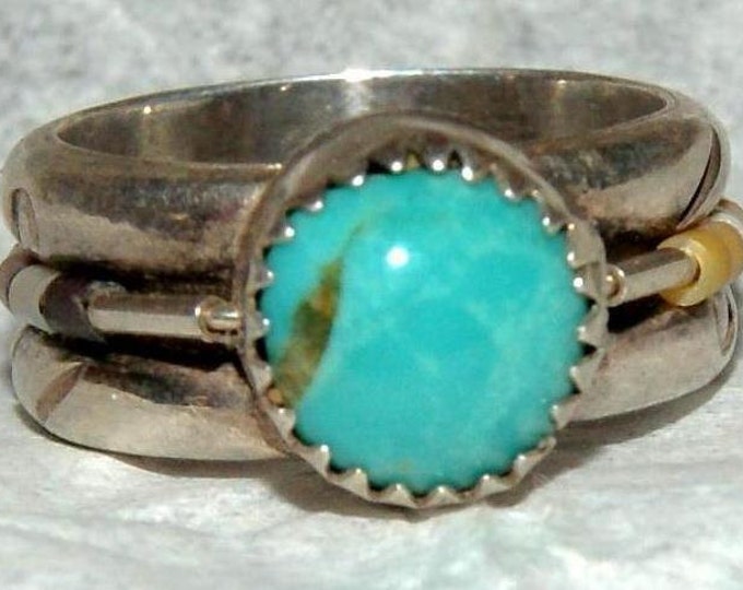 VINTAGE SANTO DOMINGO Sterling Fox Mine Turquoise Heishi Ring - Etsy