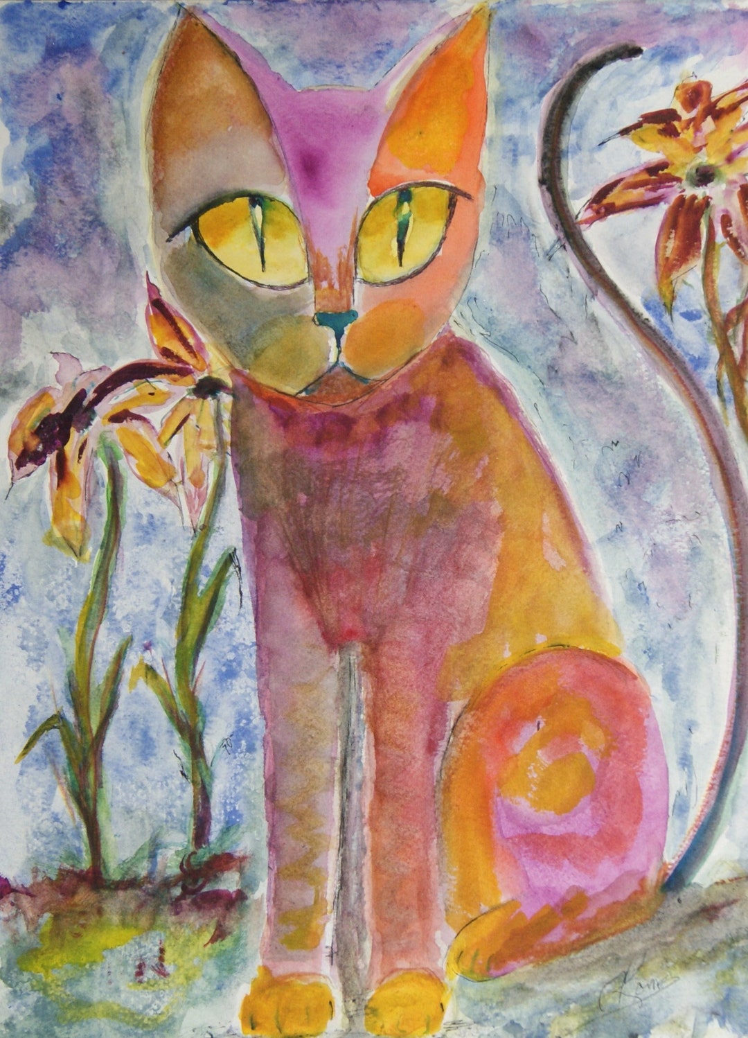 BENNY. Cat Pack Rescue Series. Original Watercolor. Free Worldwide ...